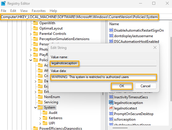 Configure 'Interactive logon: Message title for users attempting to log ...