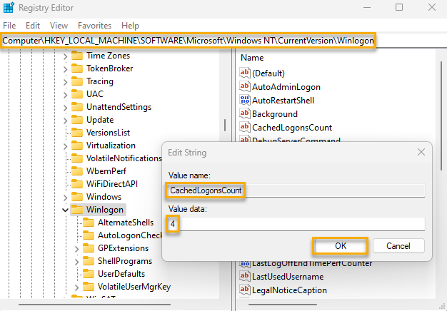 Ensure 'Interactive logon: Number of previous logons to cache (in case domain controller is not ...