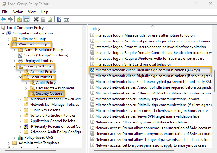 2.3.9.2 Ensure 'Microsoft network server: Digitally sign communications ...