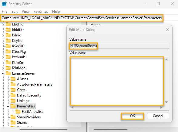 Ensure 'Network access: Shares that can be accessed anonymously' is set to 'None' (CIS LEVEL 1)
