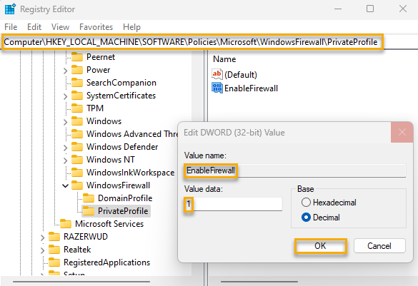 Ensure 'Windows Firewall: Private: Firewall state' is set to 'On (recommended)' (CIS LEVEL 1)