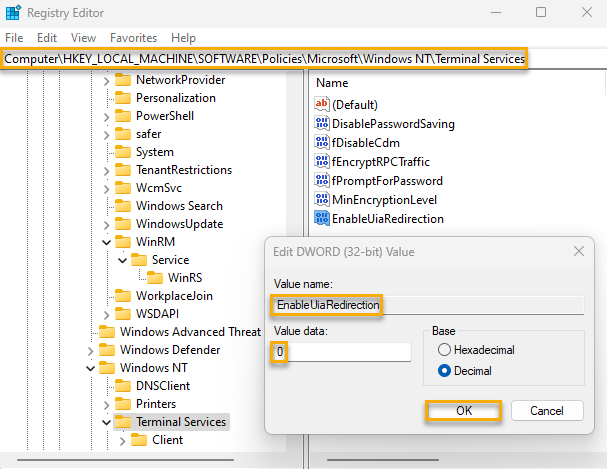 Ensure 'Allow UI Automation redirection' is set to 'Disabled' (CIS LEVEL 2)