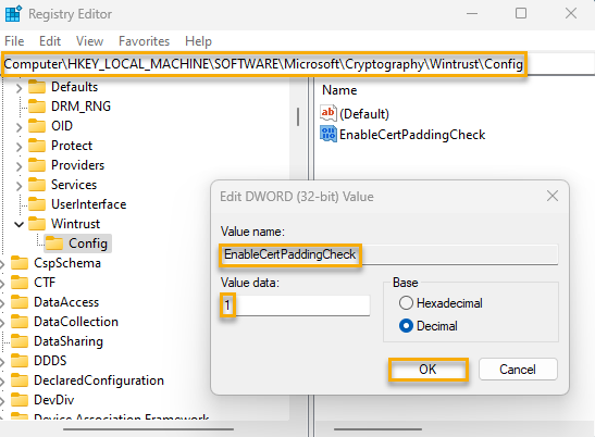 Ensure 'Enable Certificate Padding' is set to 'Enabled' (CIS LEVEL 1)