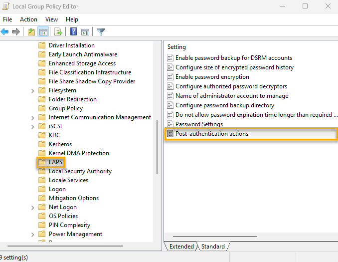 Ensure 'Post-authentication actions: Actions' is set to 'Enabled: Reset the password and logoff ...