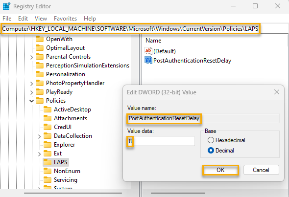 Ensure 'Post-authentication actions: Grace period (hours)' is set to 'Enabled: 8 or fewer hours ...