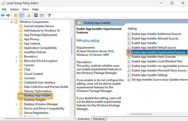 Ensure 'Enable App Installer Experimental Features' is set to 'Disabled' (CIS LEVEL 1)