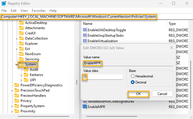 Ensure 'Enable MPR notifications for the system' is set to 'Disabled' (CIS LEVEL 1)