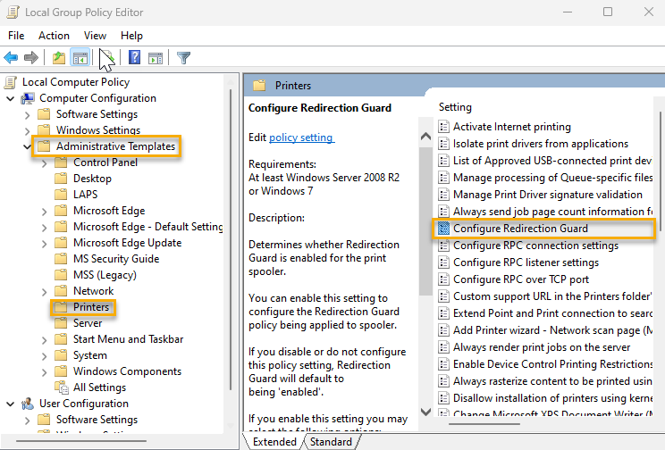 Ensure 'Configure Redirection Guard' is set to 'Enabled: Redirection Guard Enabled' (CIS LEVEL 1)