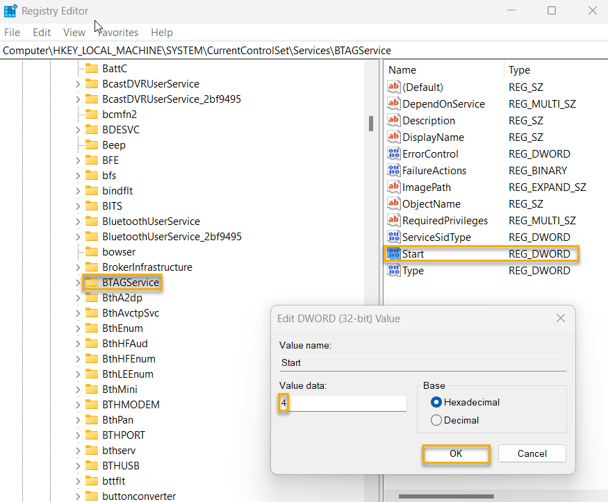 Ensure 'Bluetooth Audio Gateway Service (BTAGService)' is set to 'Disabled' (CIS LEVEL 2)