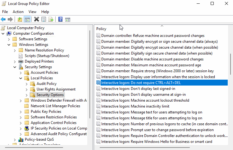 Ensure 'Interactive logon: Do not require CTRL+ALT+DEL' is set to 'Disabled' (CIS LEVEL 1)