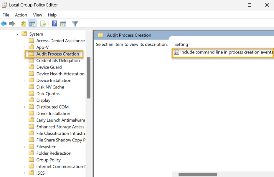 Ensure 'Include command line in process creation events' is set to ...