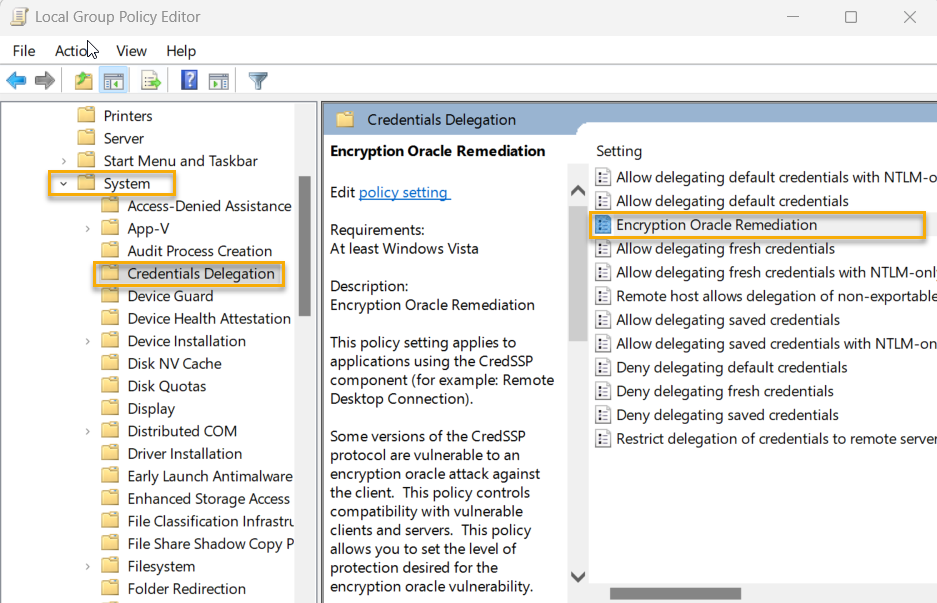 Ensure 'Encryption Oracle Remediation' is set to 'Enabled: Force Updated Clients' (CIS LEVEL 1)