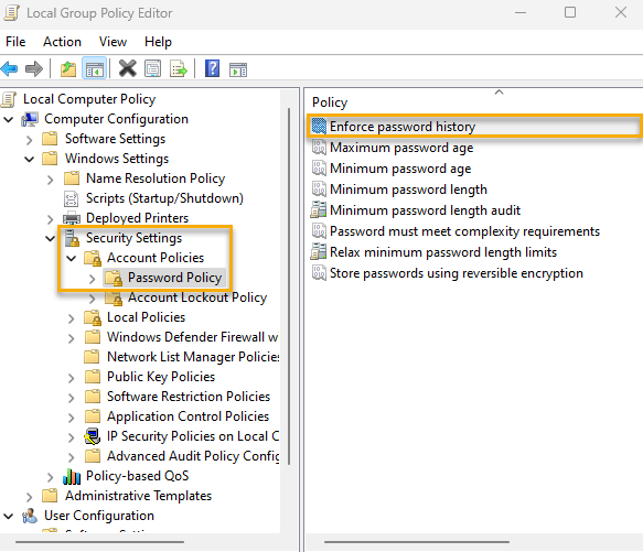 Ensure 'Enforce password history' is set to '24 or more password(s ...