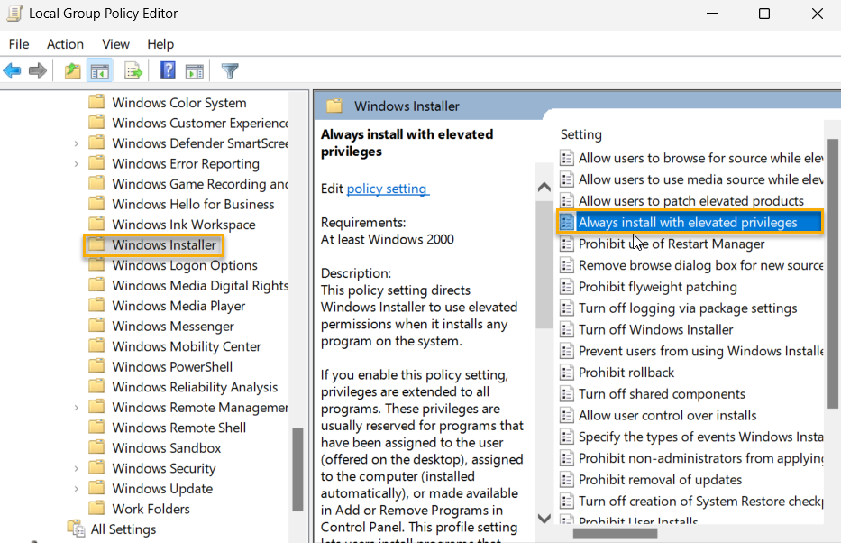 Ensure 'Always install with elevated privileges' is set to 'Disabled' (CIS LEVEL 1)