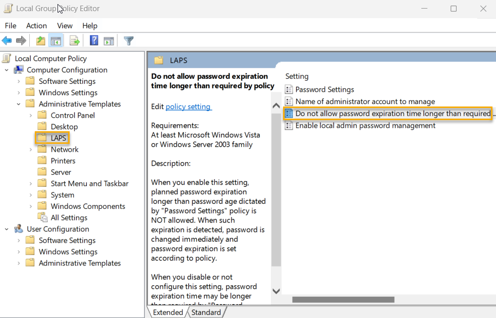 Ensure 'Do not allow password expiration time longer than required by policy' is set to 'Enabled ...