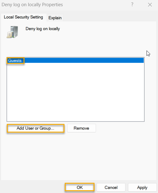 Ensure 'Deny log on locally' to include 'Guests' (CIS LEVEL 1)