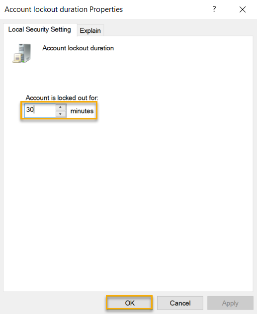 Ensure 'Account lockout duration' is set to '15 or more minute(s)' (CIS LEVEL 1)