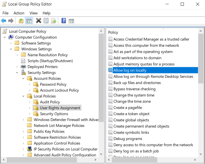 Ensure 'Allow log on locally' is set to 'Administrators, Users' (CIS LEVEL 1)