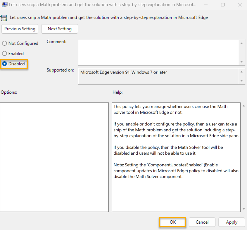 Ensure 'Let users snip a Math problem and get the solution with a step-by-step explanation in ...