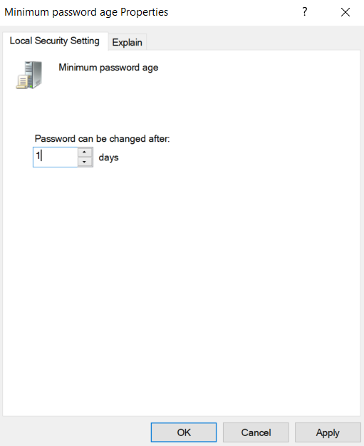 Ensure 'Minimum password age' is set to '1 or more day(s)' (CIS LEVEL 1)