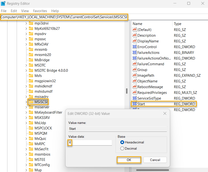Ensure 'Microsoft iSCSI Initiator Service (MSiSCSI)' is set to 'Disabled' (CIS LEVEL 2)