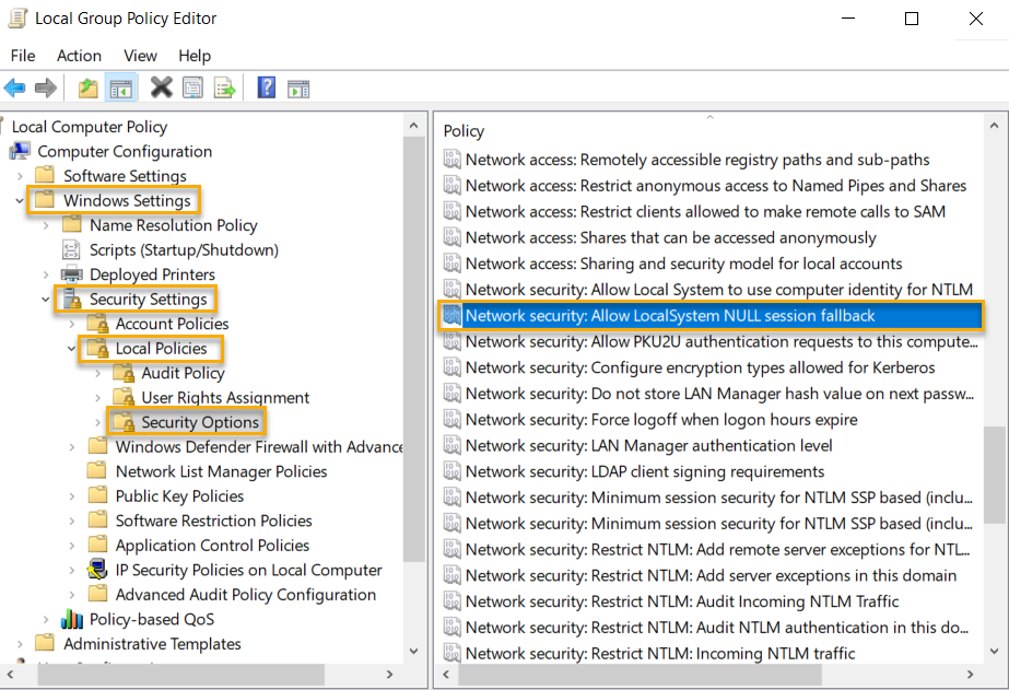 Ensure 'Network security: Allow LocalSystem NULL session fallback' is set to 'Disabled' (CIS ...
