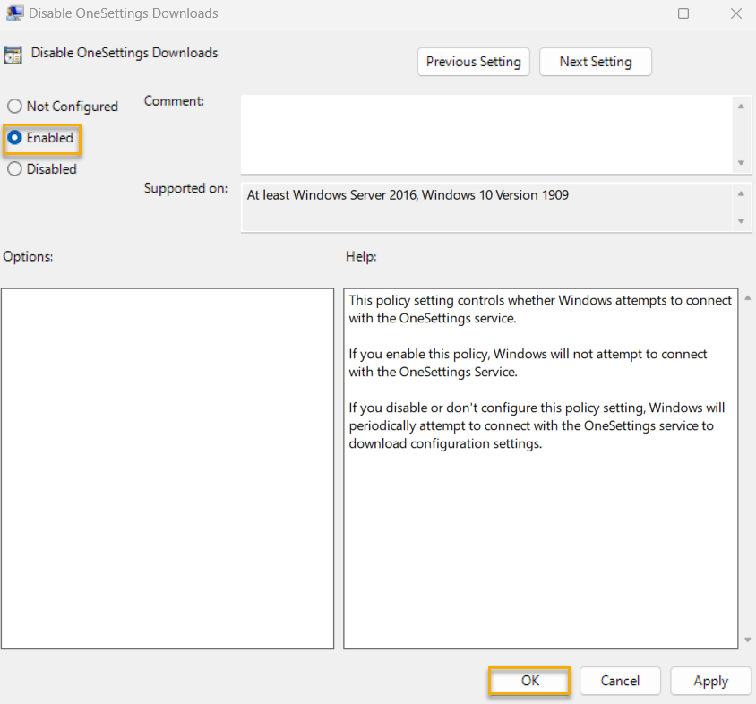 Ensure 'Disable OneSettings Downloads' is set to 'Enabled' (CIS LEVEL 1)