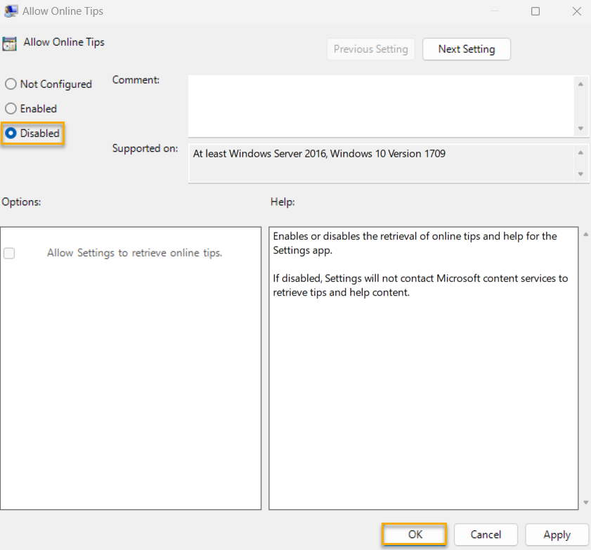 Ensure 'Allow Online Tips' is set to 'Disabled' (CIS LEVEL 2)