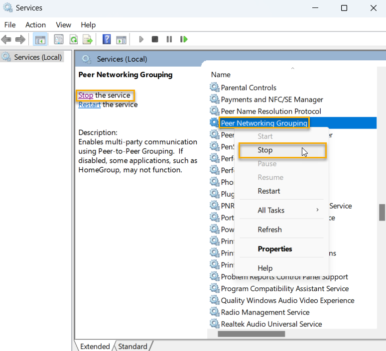 Ensure 'Peer Networking Grouping (p2psvc)' is set to 'Disabled' (CIS LEVEL 2)