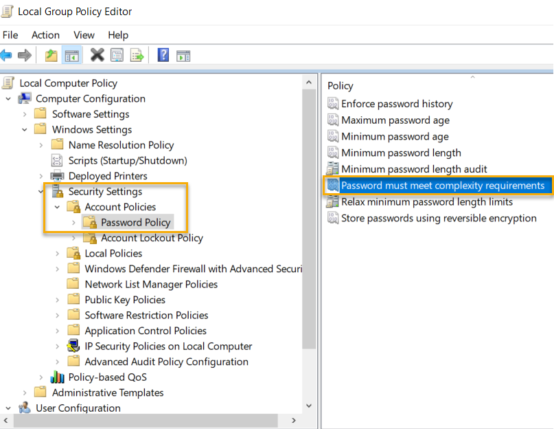 Ensure 'Password must meet complexity requirements' is set to 'Enabled ...