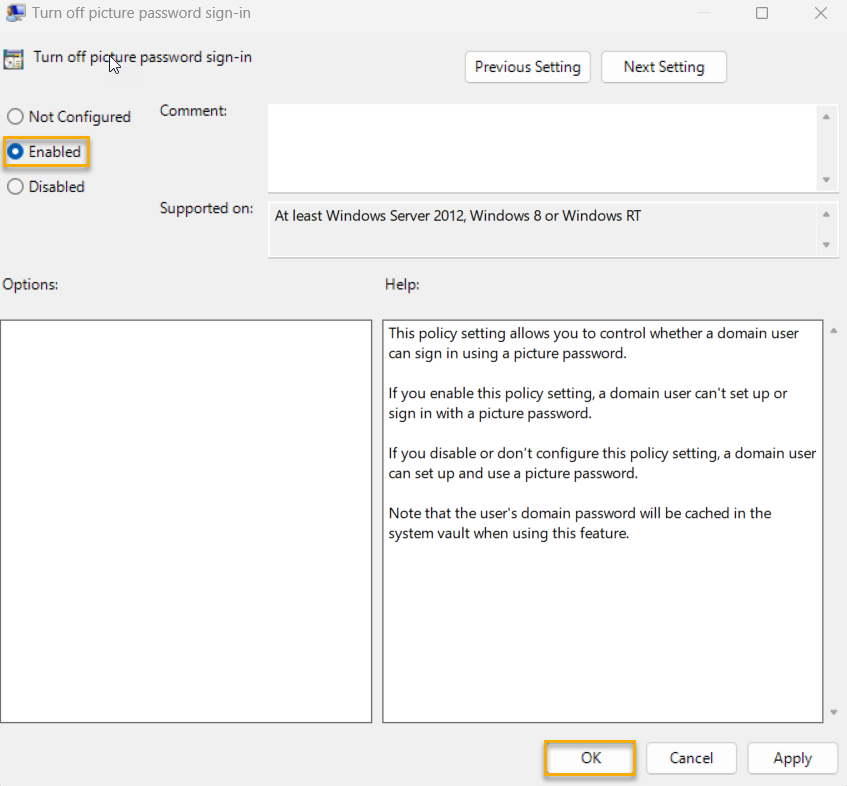 Ensure 'Turn off picture password sign-in' is set to 'Enabled' (CIS LEVEL 1)