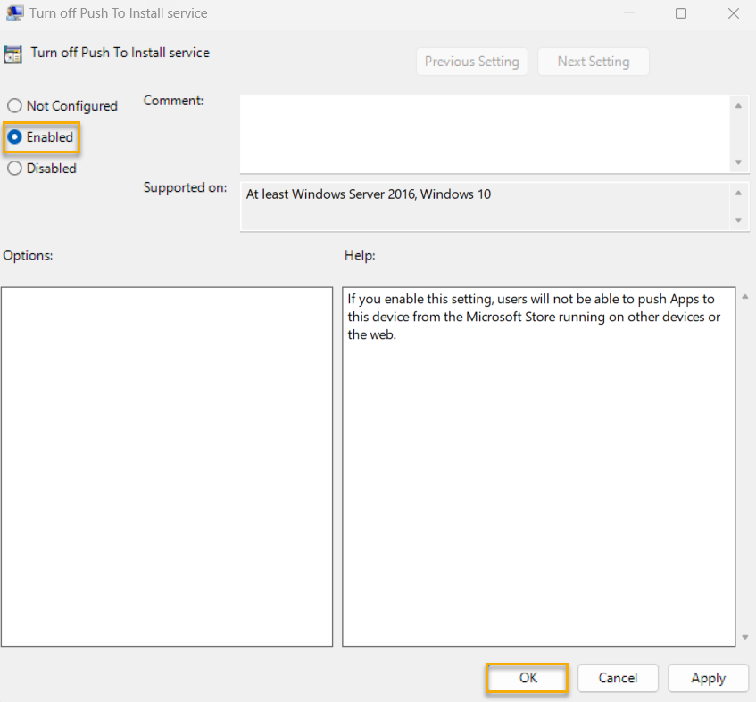 Ensure 'Turn off Push To Install service' is set to 'Enabled' (CIS LEVEL 2)