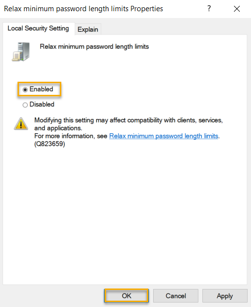Ensure 'Relax minimum password length limits' is set to 'Enabled' (CIS LEVEL 1)