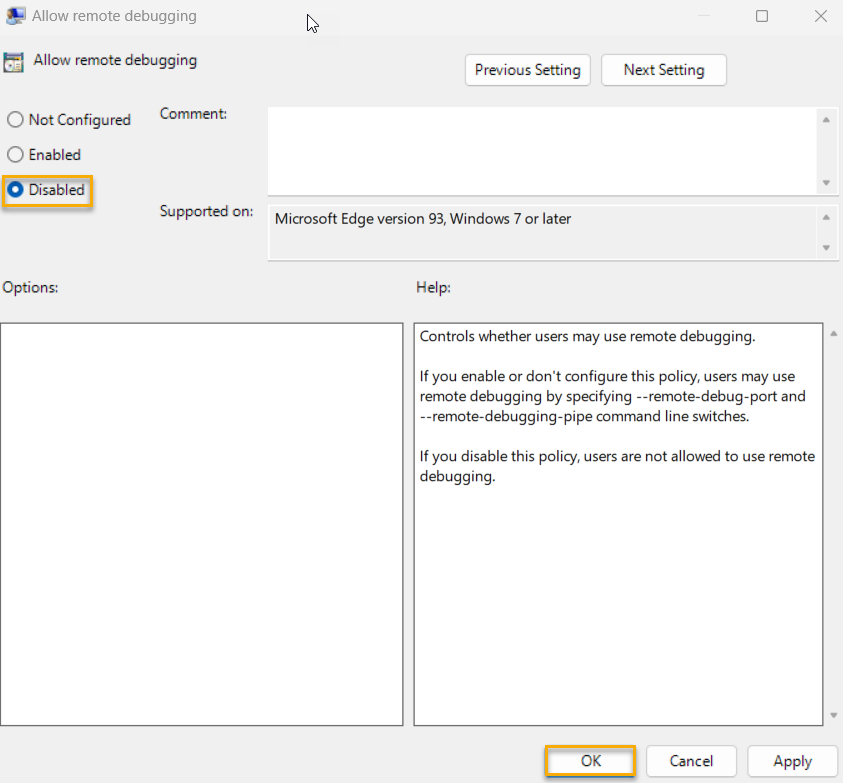 Ensure 'Allow remote debugging' is set to 'Disabled' (CIS LEVEL 1)