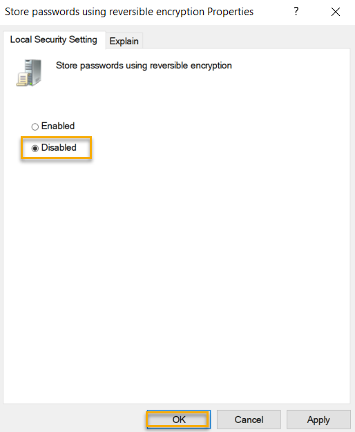 Ensure 'Store passwords using reversible encryption' is set to 'Disabled' (CIS LEVEL 1)