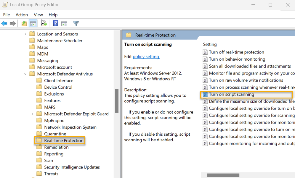 Ensure 'Turn on script scanning' is set to 'Enabled' (CIS LEVEL 1)