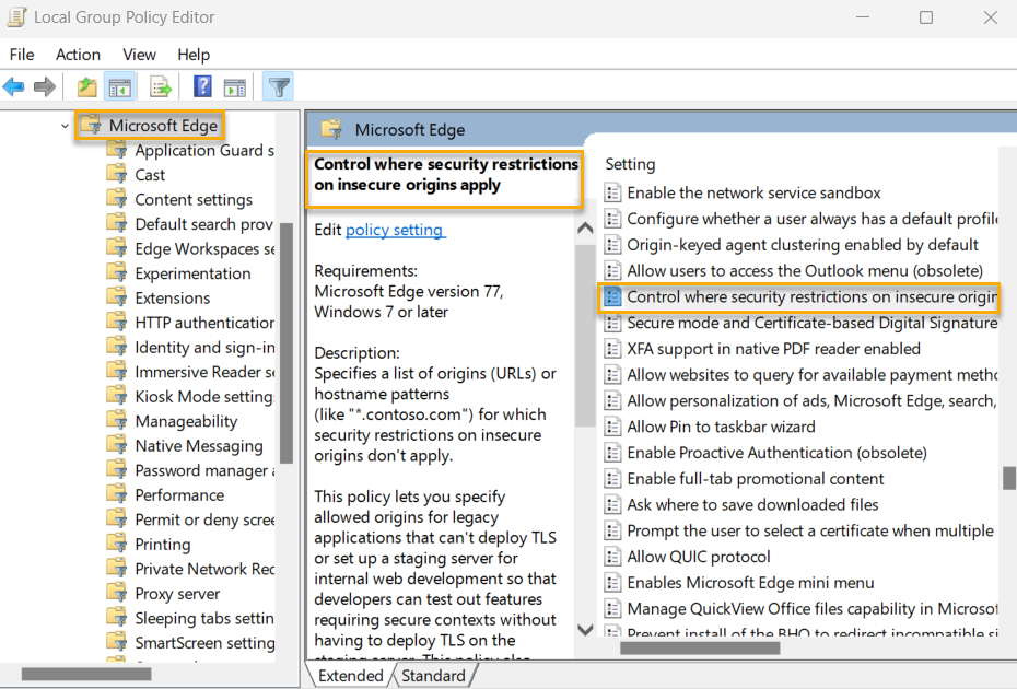 Ensure 'Control where security restrictions on insecure origins apply' is set to 'Disabled' (CIS ...