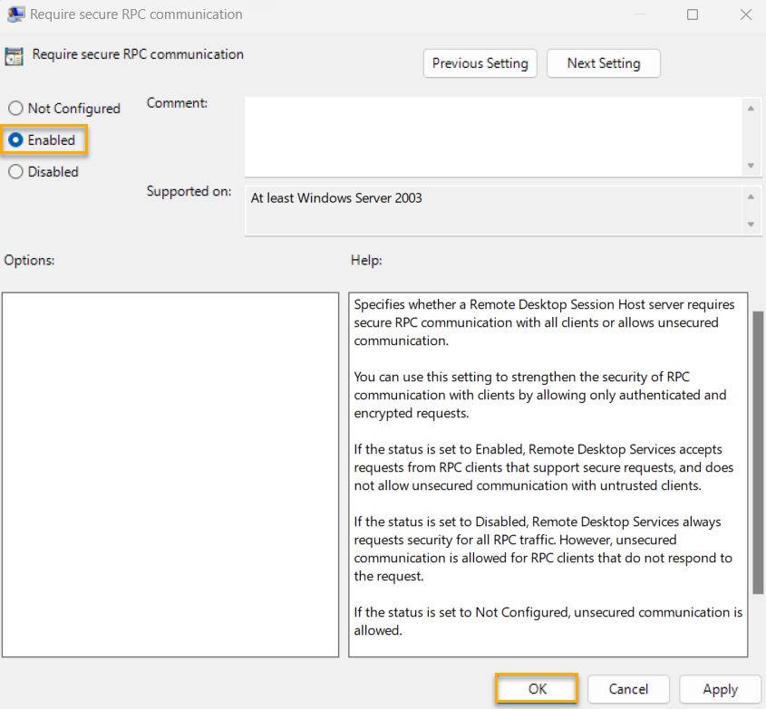 Ensure 'Require secure RPC communication' is set to 'Enabled' CIS LEVEL 1