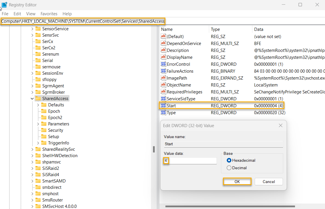Ensure 'Internet Connection Sharing (ICS) (SharedAccess)' is set to 'Disabled' (CIS LEVEL 1)