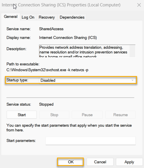 Ensure 'Internet Connection Sharing (ICS) (SharedAccess)' is set to 'Disabled' (CIS LEVEL 1)