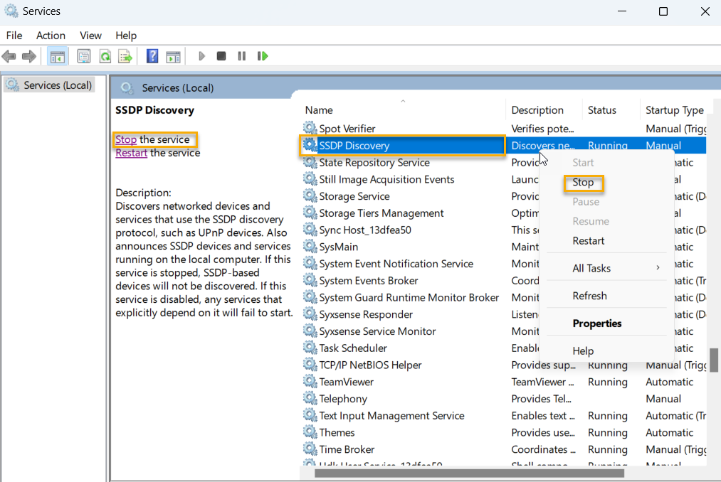 Ensure 'SSDP Discovery (SSDPSRV)' is set to 'Disabled' (CIS LEVEL 1)
