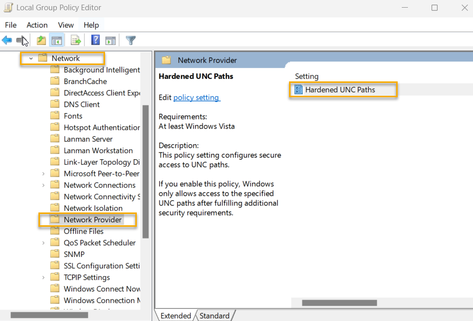 Ensure 'Hardened UNC Paths' is set to 'Enabled, with "Require Mutual Authentication", "Require ...