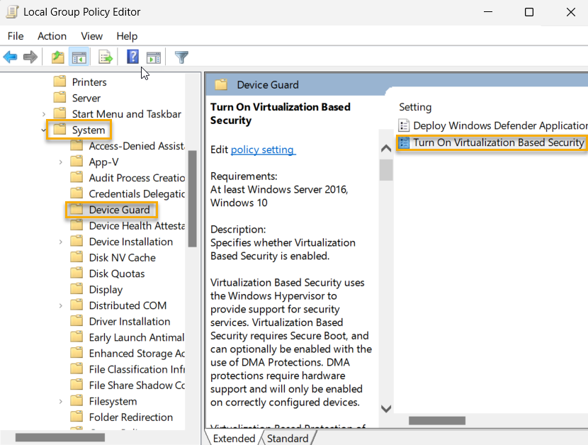 Ensure 'Turn On Virtualization Based Security: Credential Guard Configuration' is set to ...