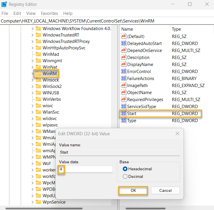 Ensure 'Windows Remote Management (WS-Management) (WinRM)' is set to ...
