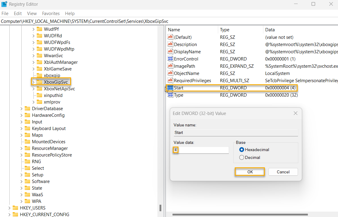 Ensure 'Xbox Accessory Management Service (XboxGipSvc)' is set to ...
