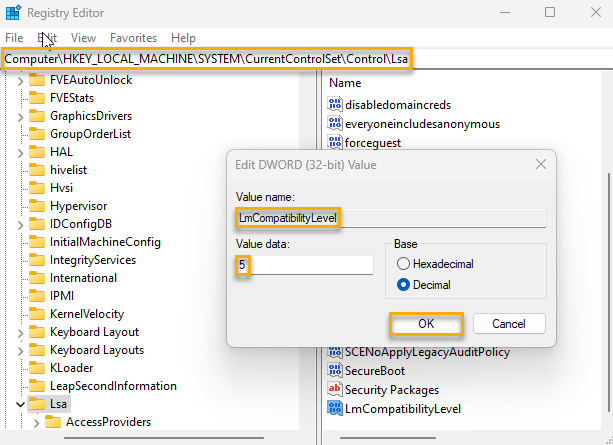 Ensure 'Network security: LAN Manager authentication level' is set to 'Send NTLMv2 response only ...