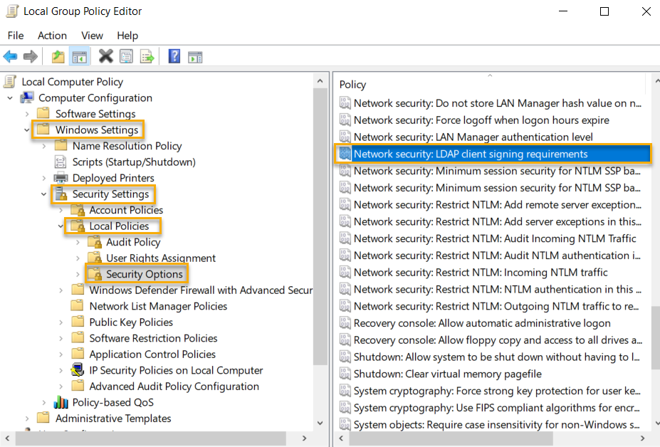 Ensure 'Network security: LDAP client signing requirements' is set to 'Negotiate signing' or ...
