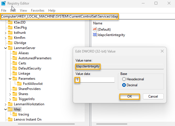 Ensure 'Network security: LDAP client signing requirements' is set to ...