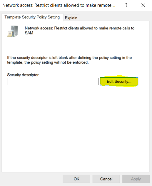 Remote calls to the Security Account Manager (SAM) Not Restricted
