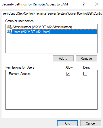 Remote calls to the Security Account Manager (SAM) Not Restricted